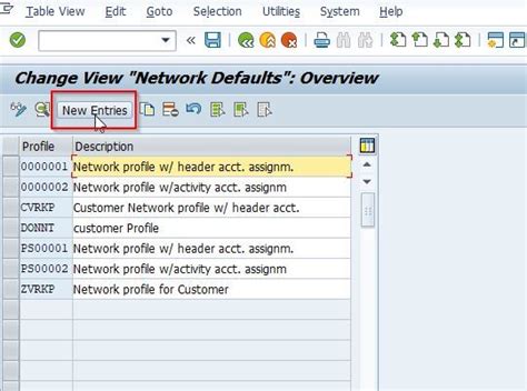 Define Network Profiles In SAP