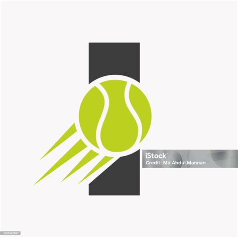 초기 편지 I 테니스 로고 개념 움직이는 테니스 볼 아이콘 테니스 스포츠 로고 타입 심볼 벡터 템플릿 건강한 생활방식에 대한