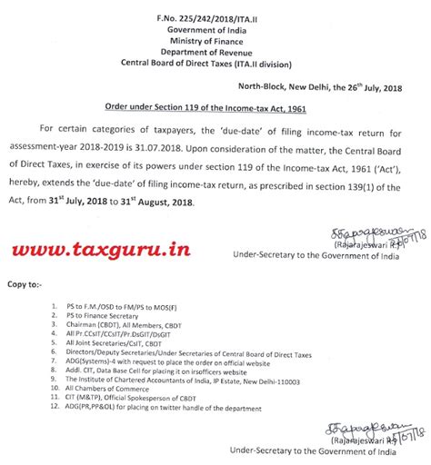 Income Tax Return Due Date Extended To 31 08 2018