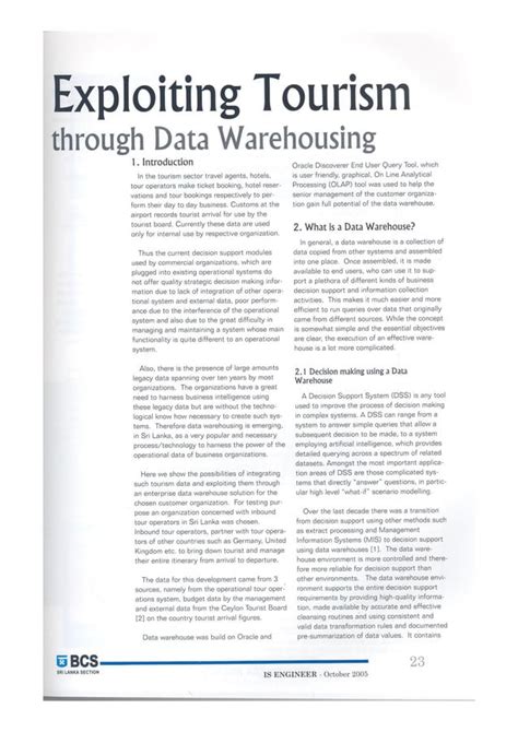 exploiting tourism through data warehousing pdf