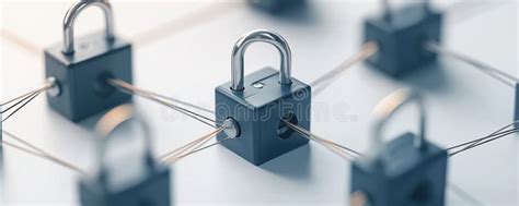 Network Of Interconnected Data Locks Symbolizing Encrypted Communication Secure Network Stock