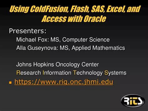 Ppt Using Coldfusion Flash Sas Excel And Access With Oracle Powerpoint Presentation Id