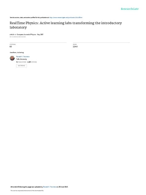 Realtime Physics Active Learning Labs Transforming The Introductory Laboratory Pdf Force