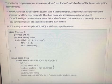 Solved The Following Program Contains Some Errors Within