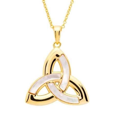 14kt Gold Vermeil Pearl Celtic Trinity Knot Necklace Claddagh Rings