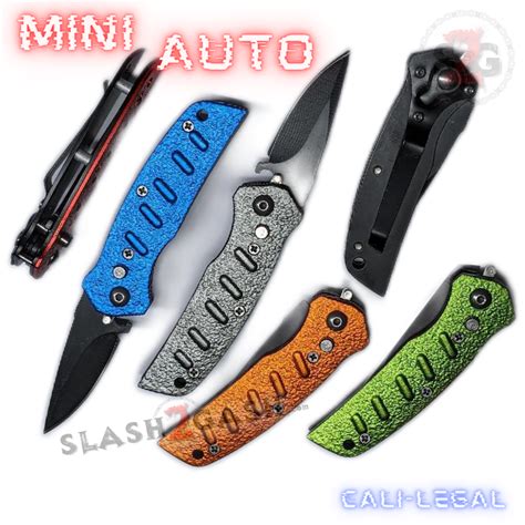 Mini Auto Knife Cali Legal Switchblade W Safety 3d Slotted Asst C
