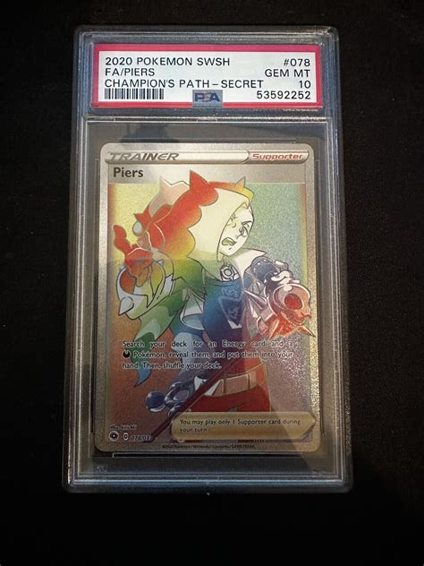 Mavin Pokemon Swsh Champions Path Piers Full Art Secret Rainbow Rare Gem Psa