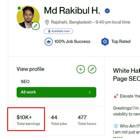 My Seo Project Reached 10k On Upwork Md Rakibul Hasan Posted On The