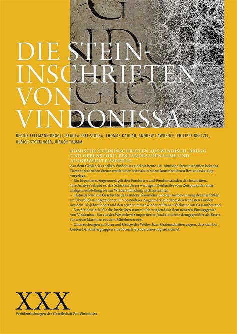 Neue Publikation Die Steininschriften Von Vindonissa Department Of