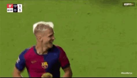 Thrilled Dani Olmo Running Across Field 