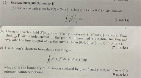 Solved Session Semester II A If C Is The Path Chegg