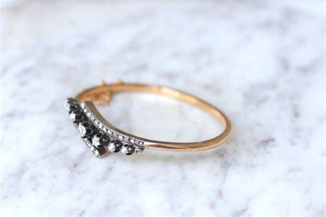 Proantic French Victorian Diamond Bypass Bangle Bracelet Rose Gold A
