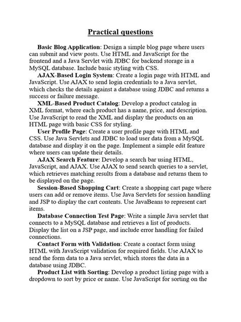 Practical Questions Pdf Ajax Programming Databases