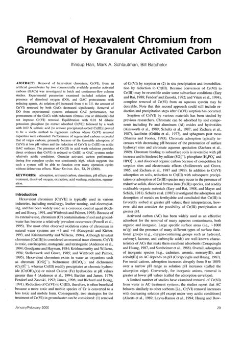 Pdf Removal Of Hexavalent Chromium From Groundwater By Granular