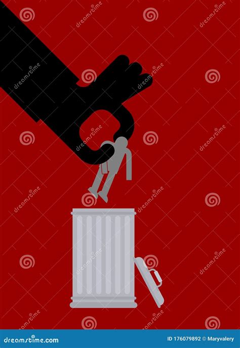 Big Hand Throws Man Into Trash Guy In Rubbish Stock Vector Illustration Of Icon Business