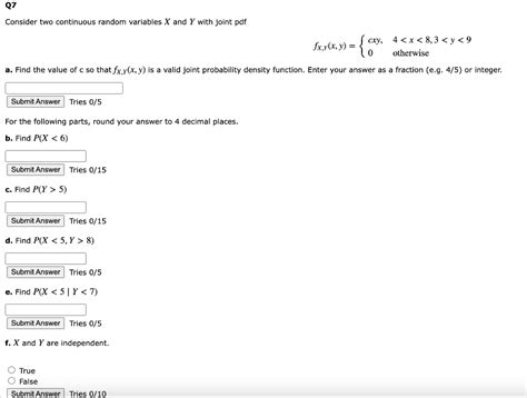 solved consider two continuous random variables x and y with