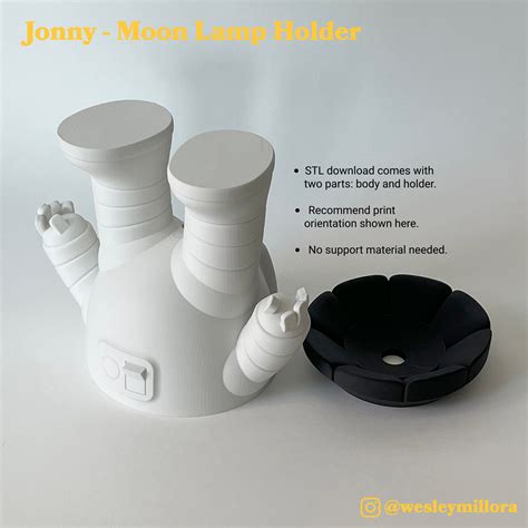 🌙 Jonny Moon Lamp Holder V1・ Stl File For 3d Printing・cults