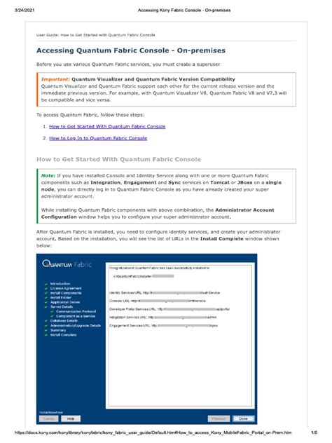 Quantum Fabric Console User Guide Accessing Kony Fabric Console On