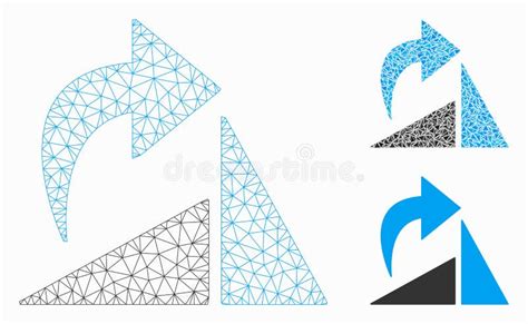 Figure Rotation Cw Vector Mesh Carcass Model And Triangle Mosaic Icon Stock Vector