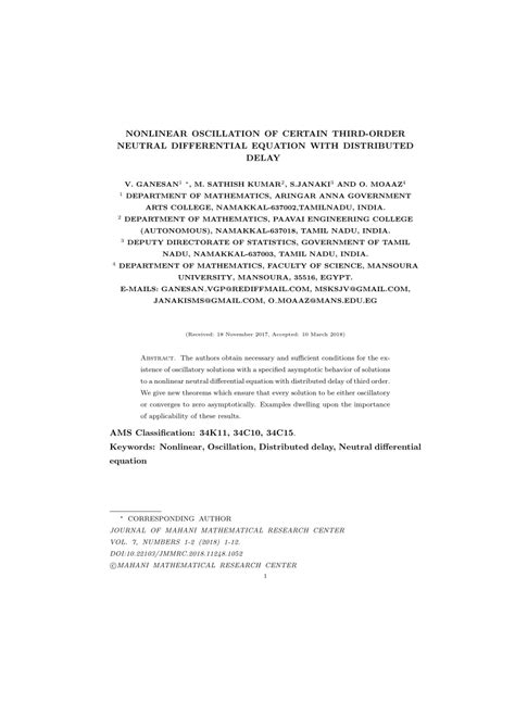 Pdf Nonlinear Oscillation Of Certain Third Order Neutral Differential Equation With