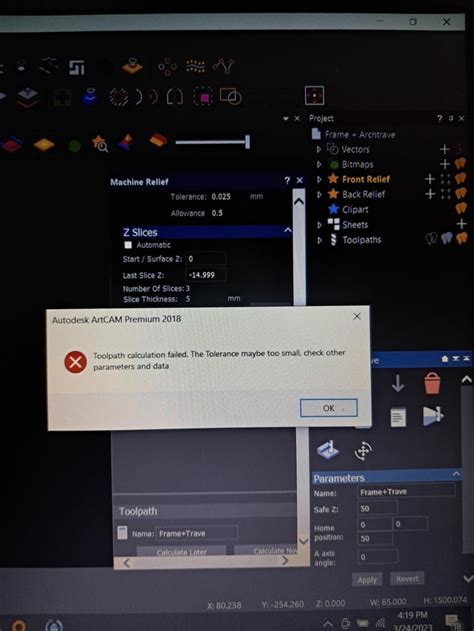 Toolpath Calculation Failed The Tolerance May Be Too Small Check