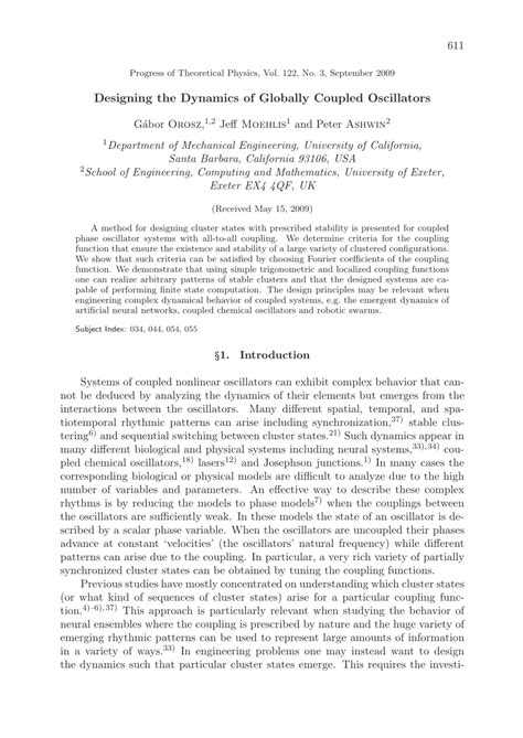 Pdf Designing The Dynamics Of Globally Coupled Oscillators