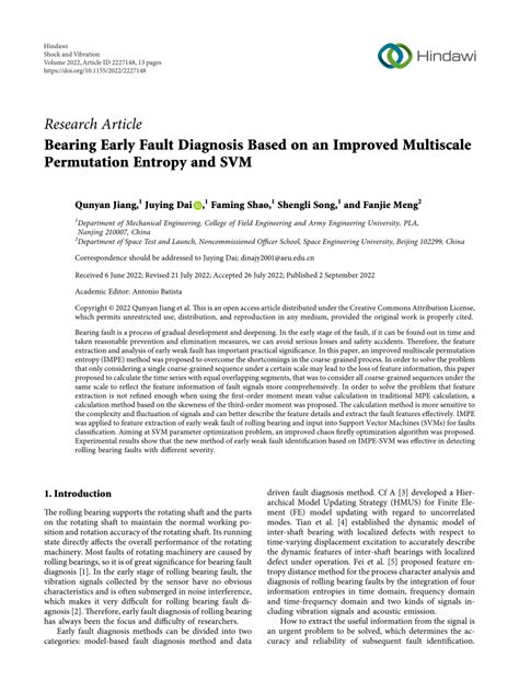 Pdf Bearing Early Fault Diagnosis Based On An Improved Multiscale