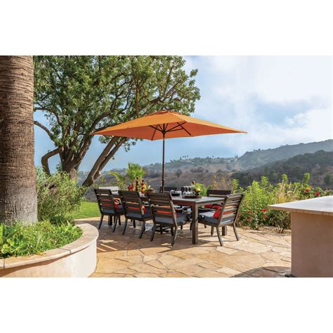 10ft Outdoor Patio Rectangle Sunbrella Market Umbrella With Bronze Push