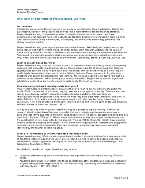 Benefits Of Project Based Learning D E Sign In G Effe Ct Ive Pr Oj E