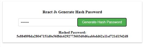 React Js Generatecreate Hash Password