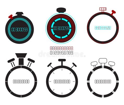 Set Of Vector Illustrated Timers Clocks Stock Vector Illustration Of Number Fast