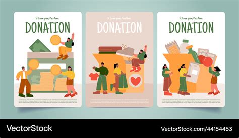 Donation Posters With People Donate Food Money Vector Image