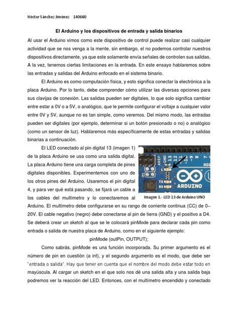 El Arduino Y Los Dispositivos De Entrada Y Salida Binarios Pdf