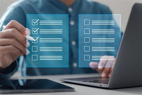 Premium Photo Questionnaire With Checkboxes Businessman Filling Survey Form Online And Answer