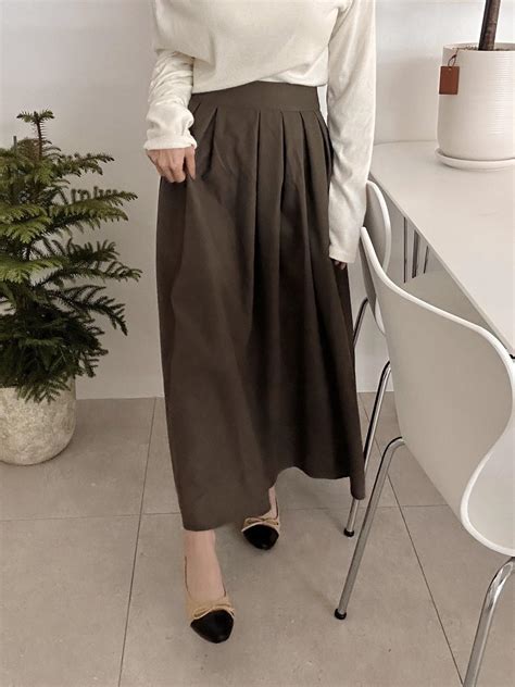 앤티크 겨울 롱 A라인 스커트 3col