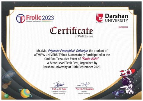 Priyanka Dobariya On Linkedin Frolic2023 Codificatezauriza Darshanuniversity Techfest