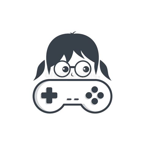 Nerd Geek Girl Cartoon Character Sign Logo Vector Stock Vector