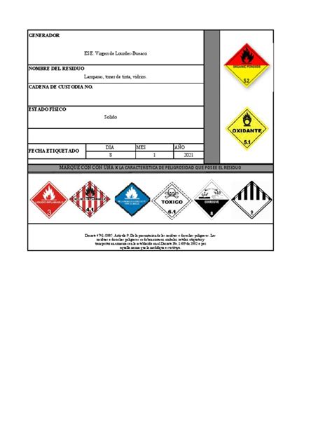 Etiquetado De Residuos Peligrosos En Colombia Pdf Cobre Mercurio