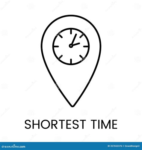 a map pin with a clock icon in vector representing shortest time or