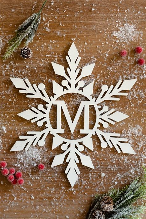 Snowflake Monogram Svg Snowflake Sign Svg Laser Engraving Svg Glowforge Svg File Monogram