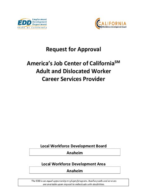 Fillable Online Local Anaheim Wioa Dislocated Worker Program Us