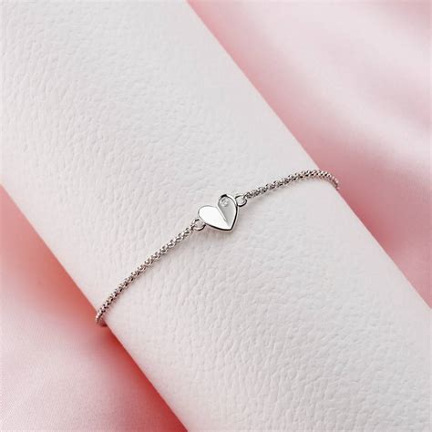 Adored Sterling Heart Diamond Bracelet Christening Birthday Or