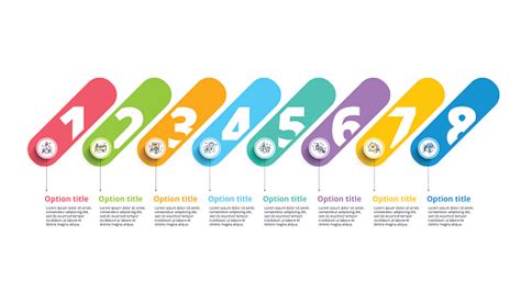 비즈니스 프로세스 차트 8 단계 동그라미와 인포 그래픽입니다 원형 기업 워크플로 그래픽 요소입니다 회사 순서도 프레 젠 테이 션 슬라이드 템플릿입니다 벡터 정보 그래픽