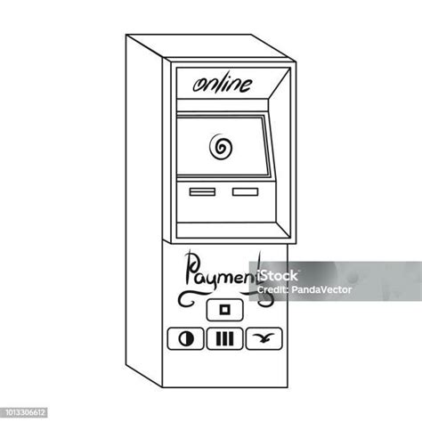 다양 한 유형의 지불에 대 한 터미널입니다 터미널 아이콘 개요 스타일 아이소메트릭 벡터 기호 재고 일러스트 웹에서 단일 건강관리와 의술에 대한 스톡 벡터 아트 및 기타