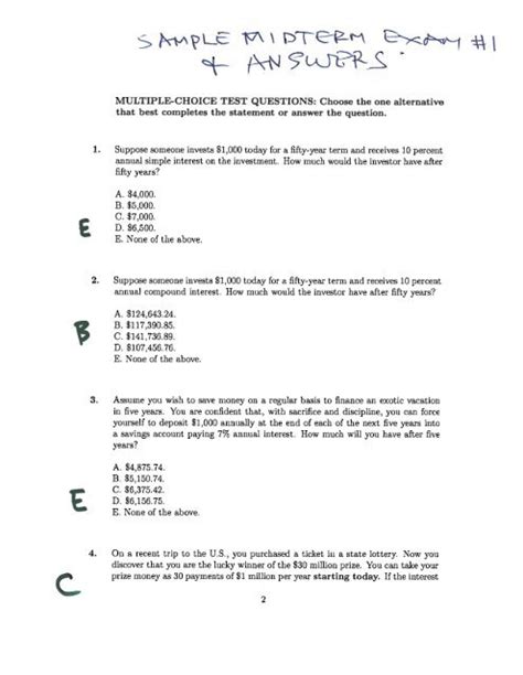 multiple choice test sample