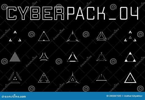 set of cyberpunk style triangle aims stock vector illustration of tech elements 285087505