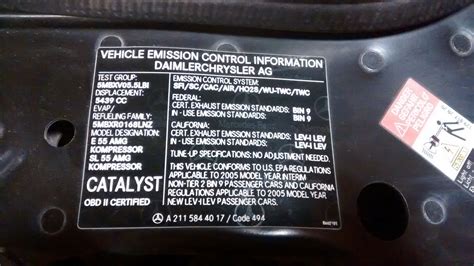 Need A Pic Of An E55 Emission Sticker Forums