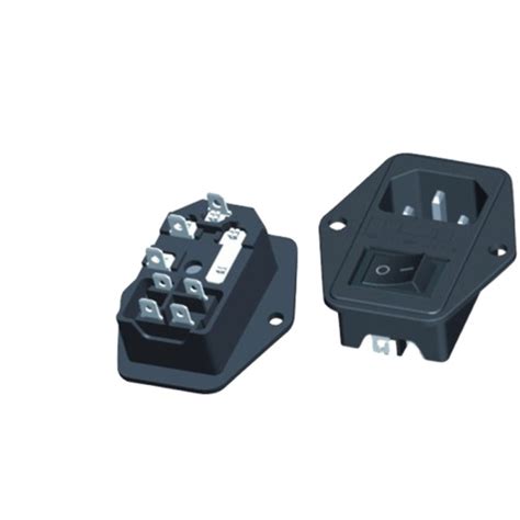 250v Ac 3 Pin Inlet Socket With Rocker Switch And Fuse High Quality