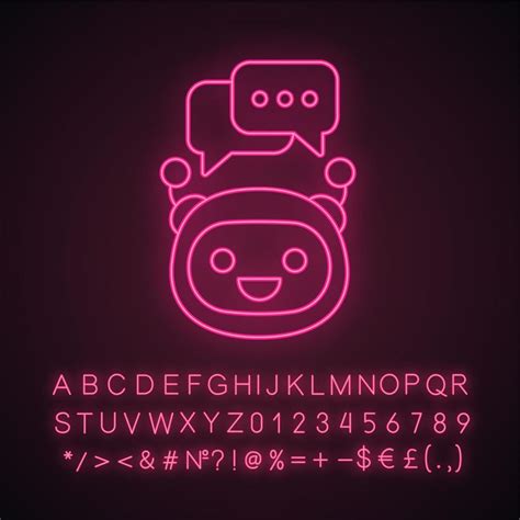 Chatbot With Speech Bubbles Neon Light Icon Modern Robot Talkbot Typing Answer Online Support