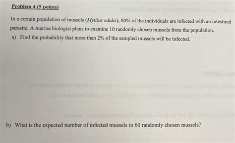 Solved In A Certain Population Of Mussels Mytilus Edulis